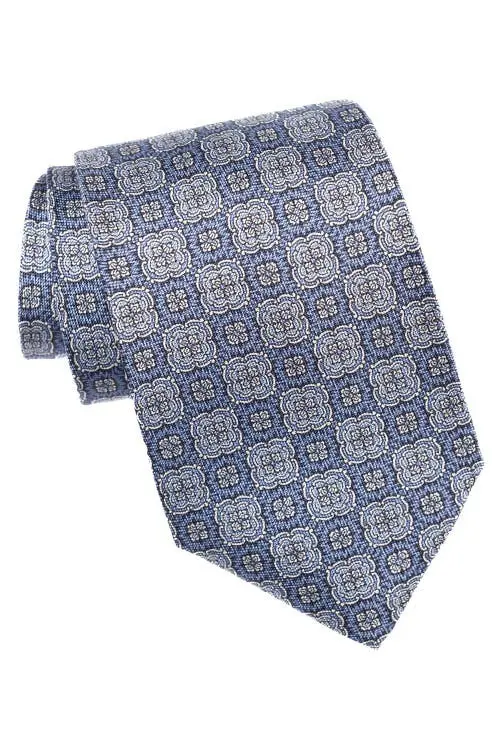ELIZABETTA Veneto Extra Long Printed Neck Tie - Blue