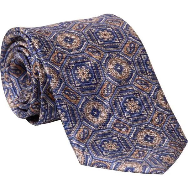ELIZABETTA Mantova Extra Long Printed Neck Tie - Blue