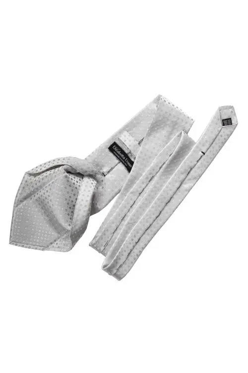 ELIZABETTA Barbera Extra Long Silk Jacquard Neck Tie - Silver