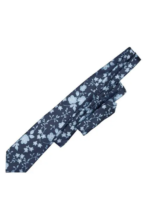 ELIZABETTA Silvio Silk Jacquard Neck Tie - Navy