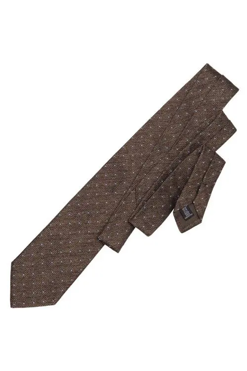 ELIZABETTA Mattei Silk Grenadine Neck Tie - Brown
