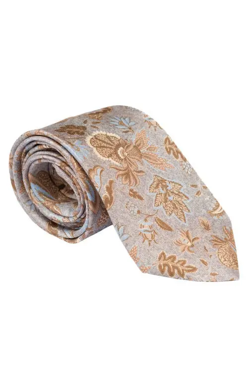ELIZABETTA Medici Printed Neck Tie - Dusty Blue