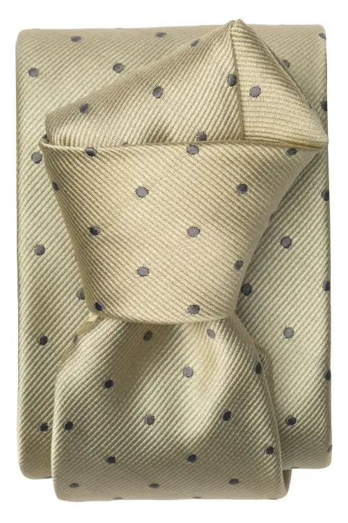 ELIZABETTA Pisa Extra Long Silk Jacquard Neck Tie - Ecru/lime