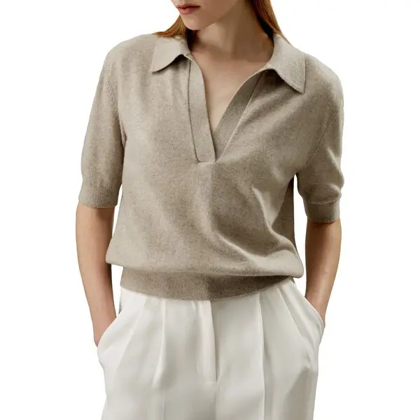 Lilysilk Baby Cashmere Polo Sweater - Camel