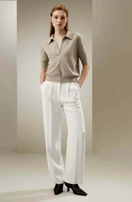 Lilysilk Baby Cashmere Polo Sweater - Camel
