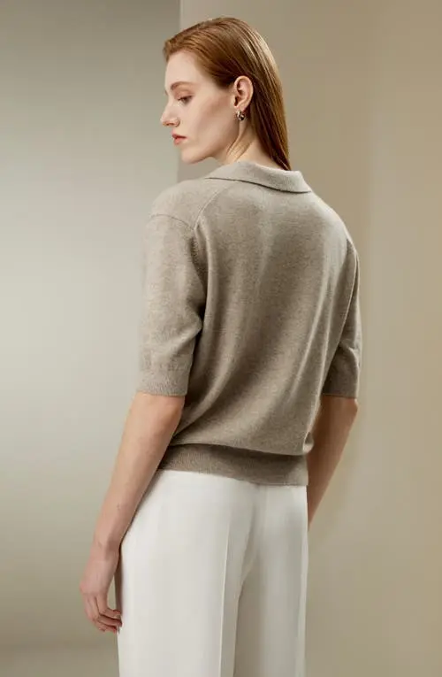 Lilysilk Baby Cashmere Polo Sweater - Camel