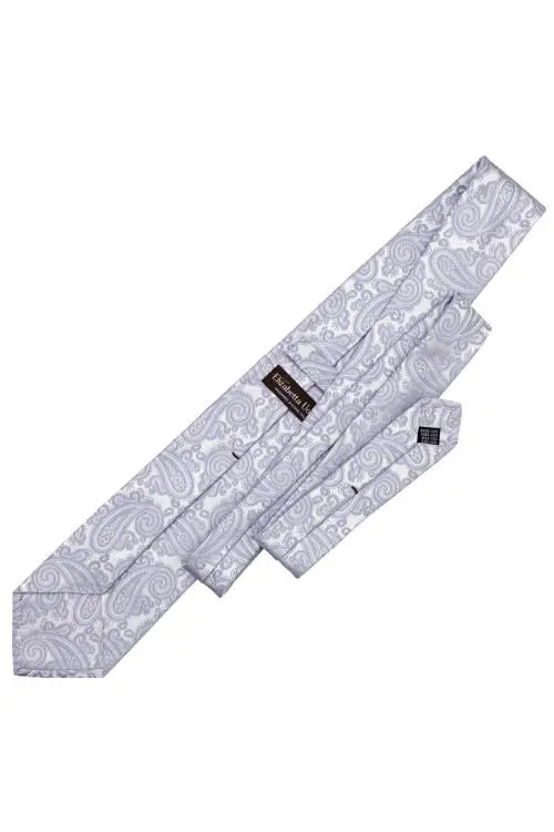 ELIZABETTA Soave Extra Long Silk Jacquard Paisley Neck Tie - Periwinkle