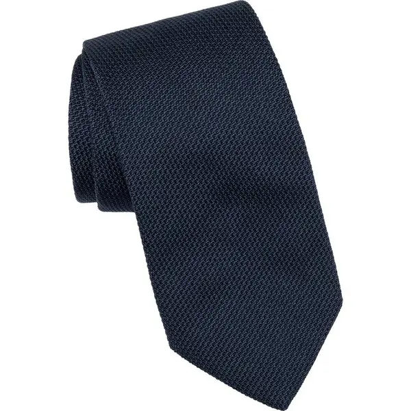 ELIZABETTA Cavour Extra Long Silk Grenadine Neck Tie - Dak Navy