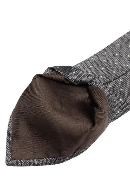 ELIZABETTA Matteiextra Long Silk Grenadine Neck Tie - Grey