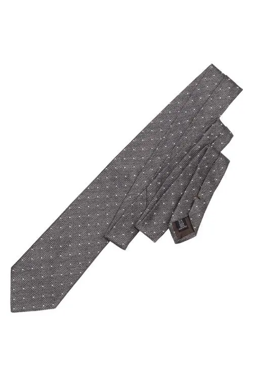 ELIZABETTA Matteiextra Long Silk Grenadine Neck Tie - Grey