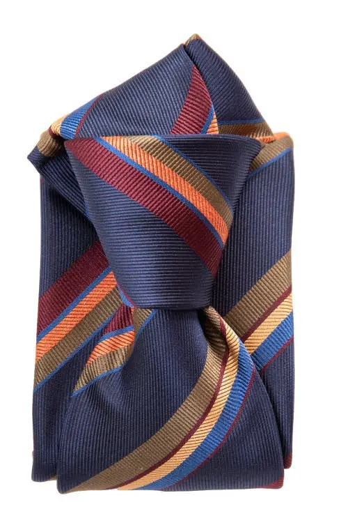 ELIZABETTA Battisti Extra Long Silk Jacquard Neck Tie - Navy
