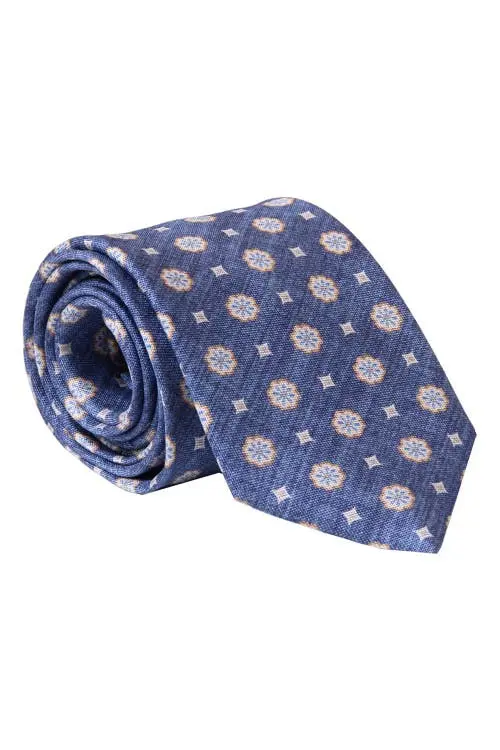 ELIZABETTA Antinori Printed Panama Silk Neck Tie - Blue