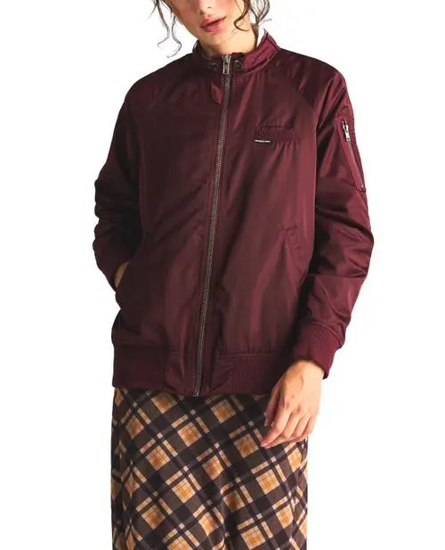 MEMBERS ONLY Satin Bomber Jacket - Dark Red