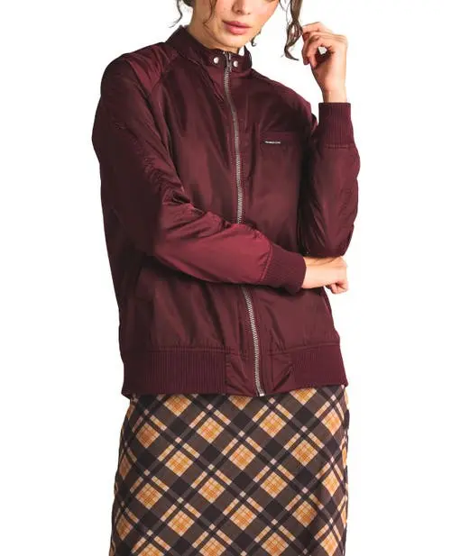 MEMBERS ONLY Satin Bomber Jacket - Dark Red