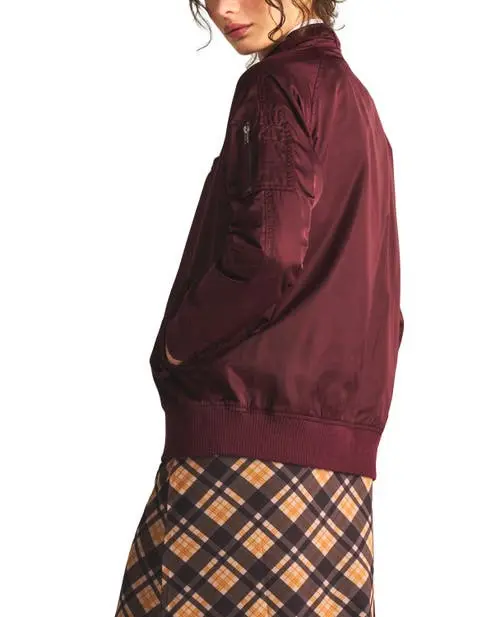 MEMBERS ONLY Satin Bomber Jacket - Dark Red