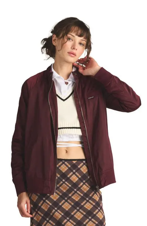 MEMBERS ONLY Satin Bomber Jacket - Dark Red