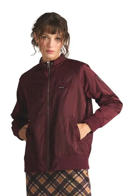 MEMBERS ONLY Satin Bomber Jacket - Dark Red
