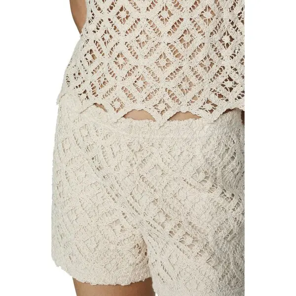 Mango Open Stitch Shorts - Beige