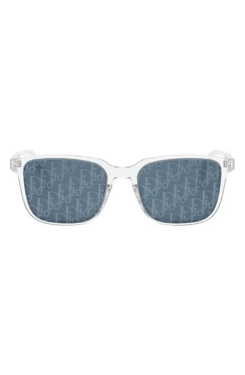 Dior Tag Su 56mm Square Sunglasses - Crystal/other/blu Mirror