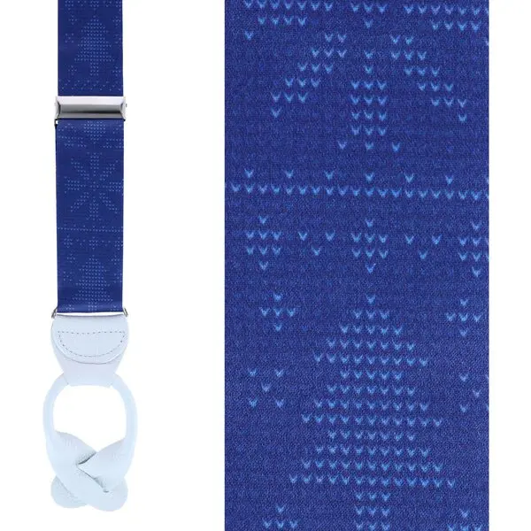 Trafalgar Christmas Sweater Button-end Suspenders - Navy