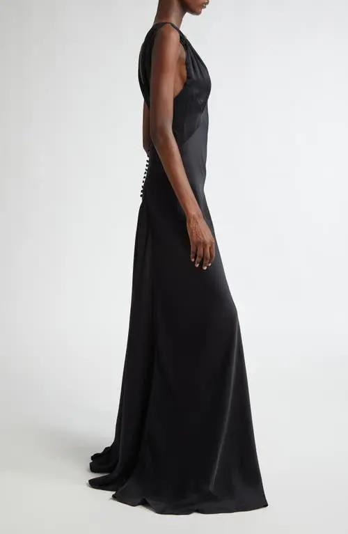Michael Kors Bias Cut Satin Charmeuse Gown - Black | Editorialist