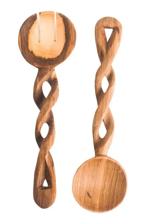 CREATIVE WOMEN Spiral Salad Servers - Natural
