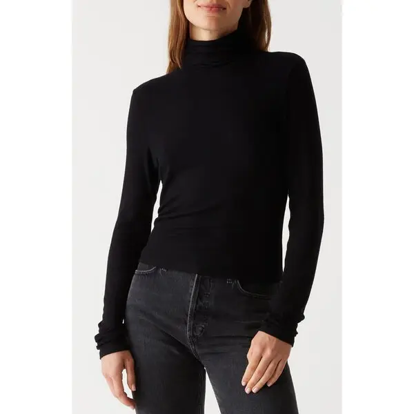 Michael Stars Tara Rib Turtleneck - Black