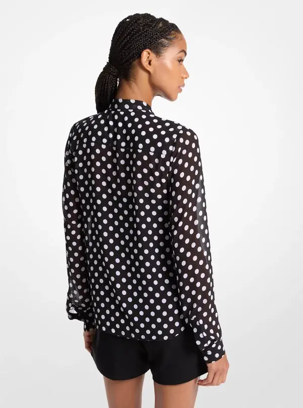 Michael Kors Polka Dot Georgette Blouse - Black