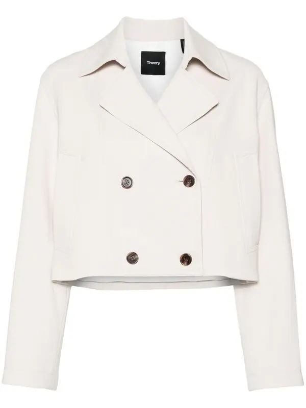Theory Crepe Cropped Jacket - Neutrals