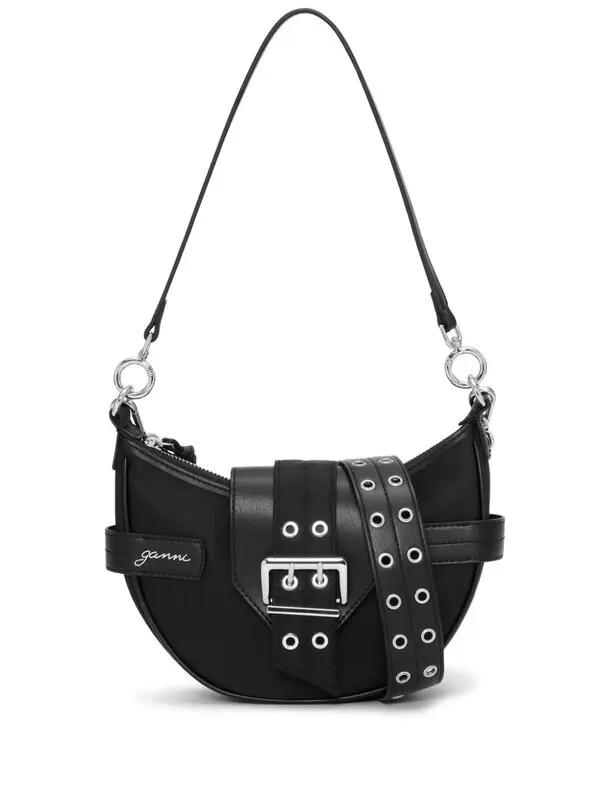 GANNI Buckle Detail Shoulder Bag - Black
