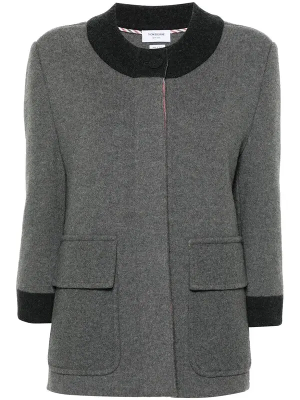 Thom Browne Contrasting-trim Wool-blend Cardigan Coat
