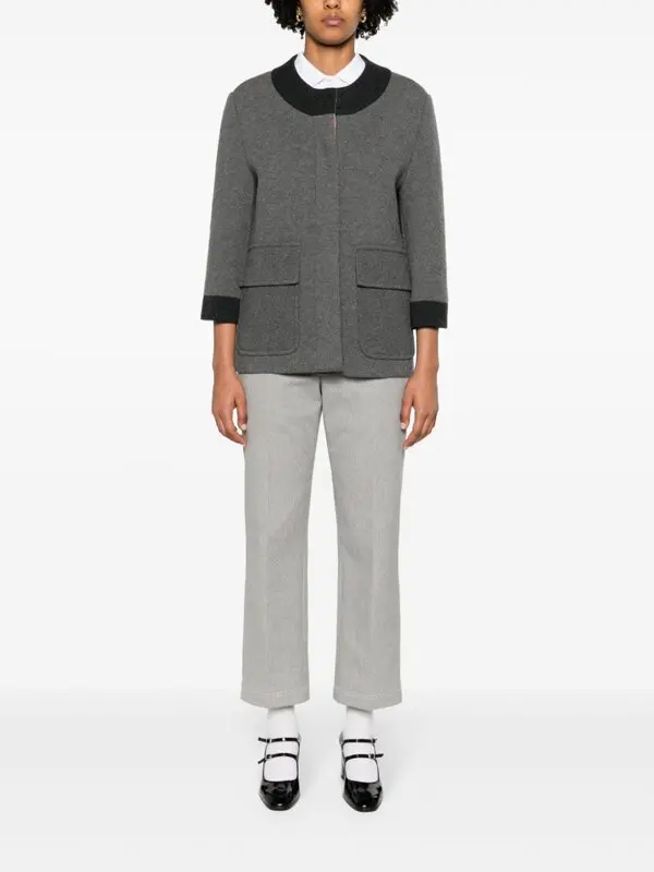 Thom Browne Contrasting-trim Wool-blend Cardigan Coat