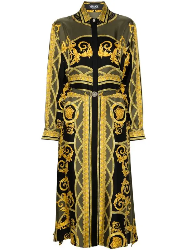 Versace La Coupe Des Dieux Silk Shirt Dress - Black