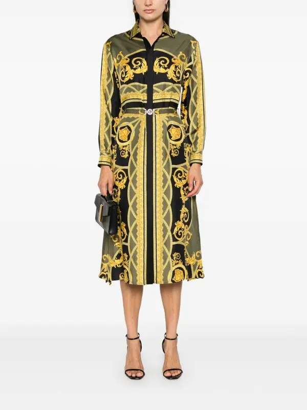 Versace La Coupe Des Dieux Silk Shirt Dress - Black