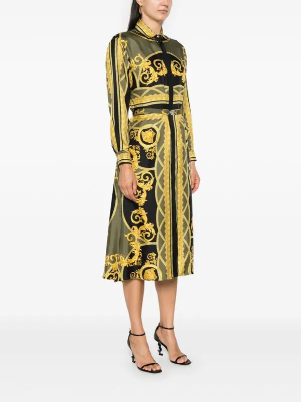 Versace La Coupe Des Dieux Silk Shirt Dress - Black