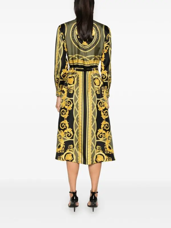 Versace La Coupe Des Dieux Silk Shirt Dress - Black
