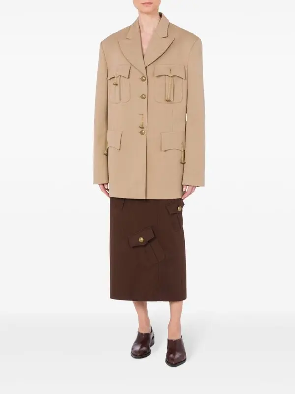 Moschino Peak-lapel Cotton-blend Coat - Neutrals