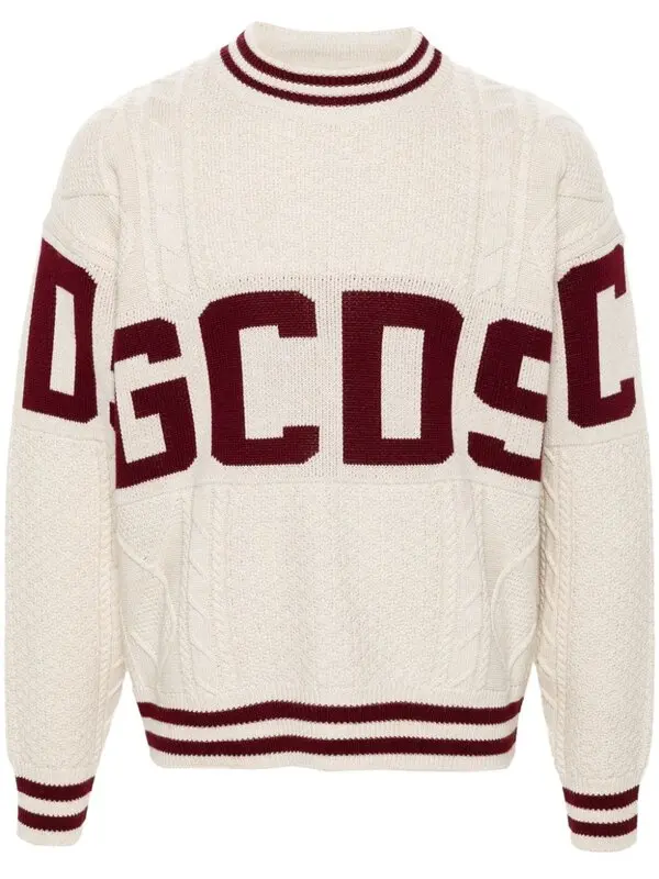 Gcds Band-logo Sweater - Neutrals