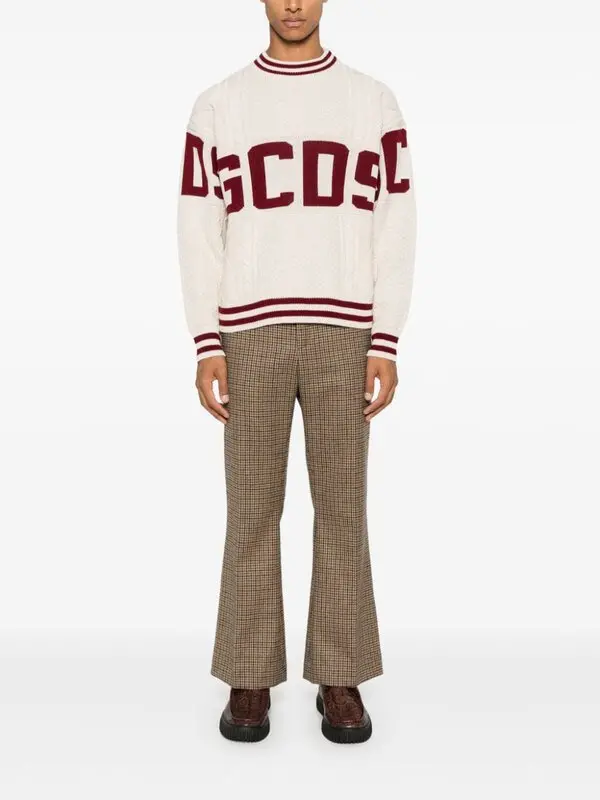 Gcds Band-logo Sweater - Neutrals