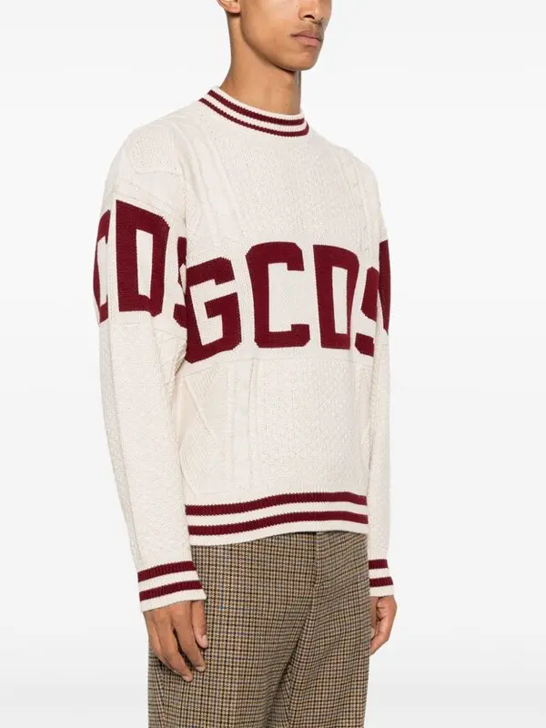Gcds Band-logo Sweater - Neutrals