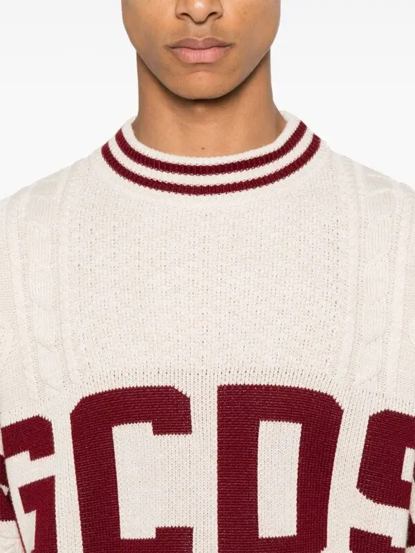 Gcds Band-logo Sweater - Neutrals