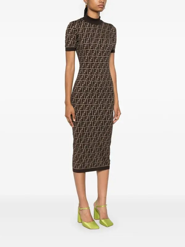 Fendi Ff-jacquard Midi Dress