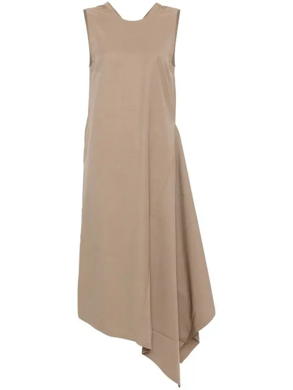 UMA WANG V-back Draped Dress - Brown