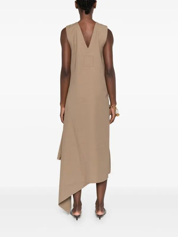UMA WANG V-back Draped Dress - Brown
