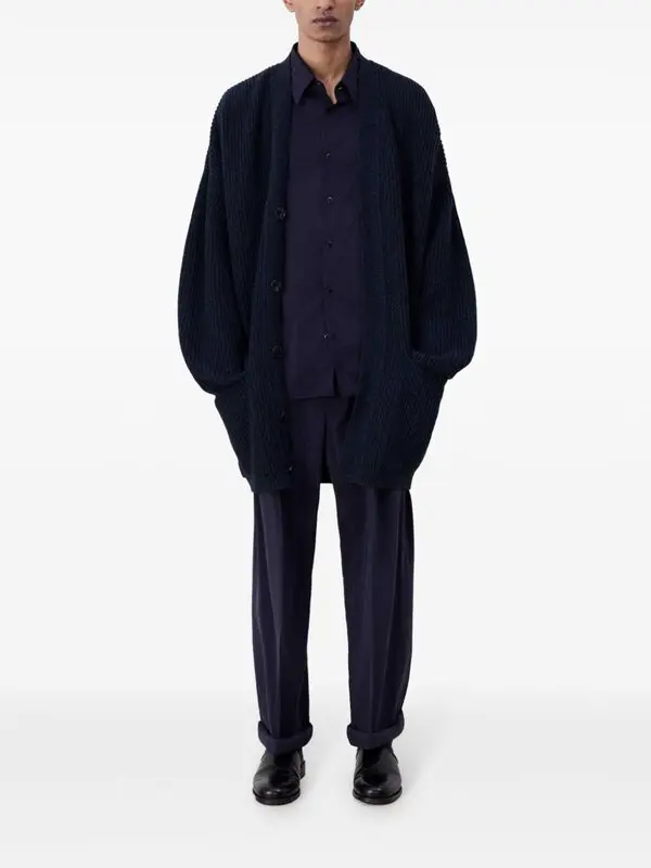 LEMAIRE Ribbed Cardigan - Blue