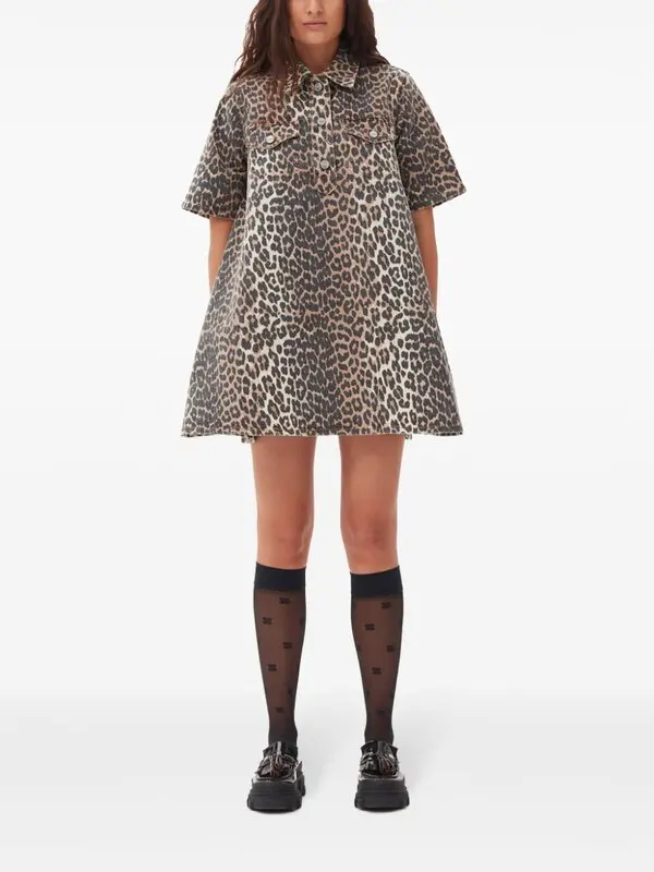 GANNI Animal-print Denim Mini Skirt