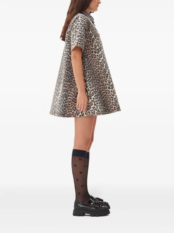 GANNI Animal-print Denim Mini Skirt
