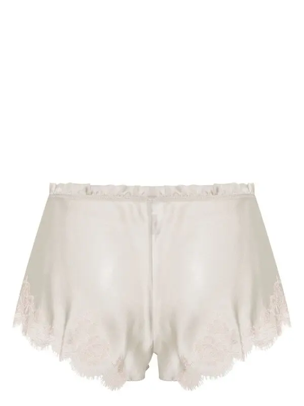 Carine Gilson Calais-caudry Lace-trimmed Silk Shorts - Grey