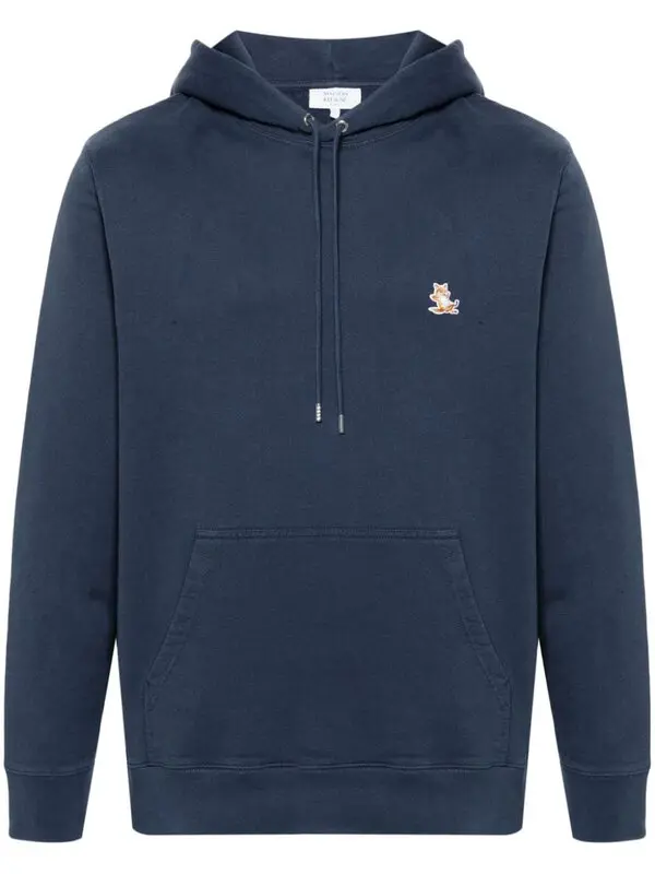 Maison Kitsuné Fox Head Cotton Hoodie - Blue