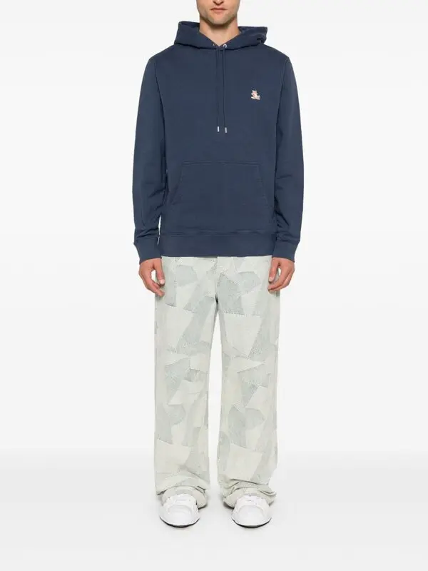 Maison Kitsuné Fox Head Cotton Hoodie - Blue